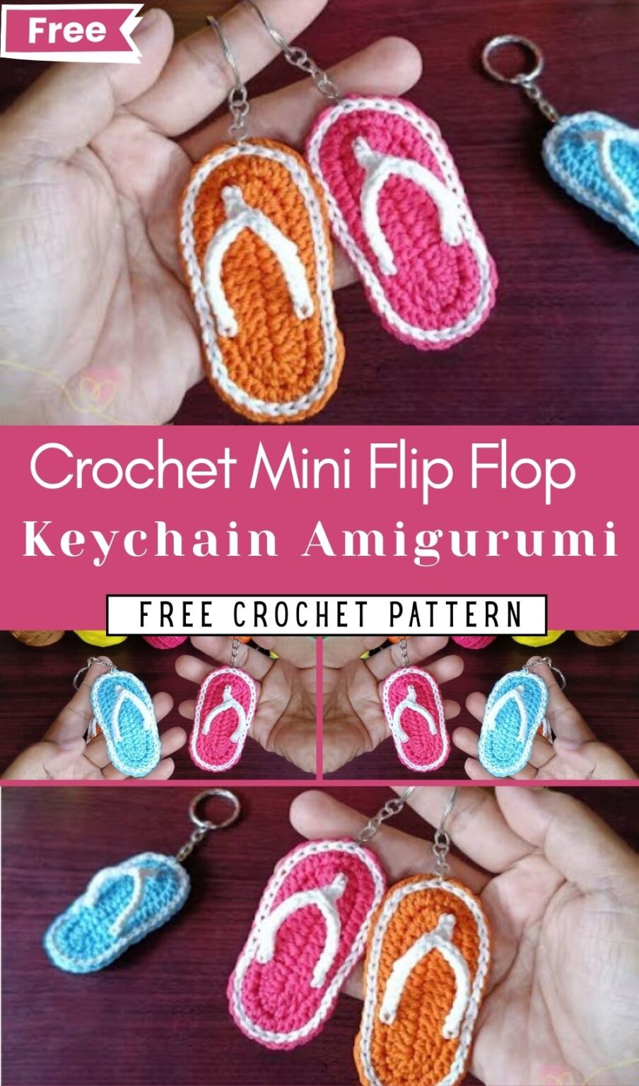 Crochet Colorful Flip-Flop Keychains Patterns